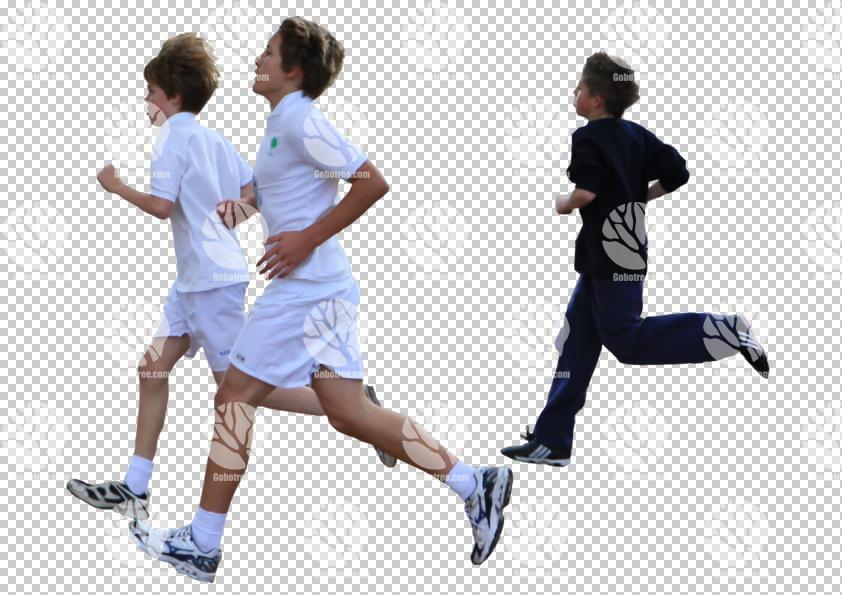 Gobotree - cut-out of Caucasian teenager people running