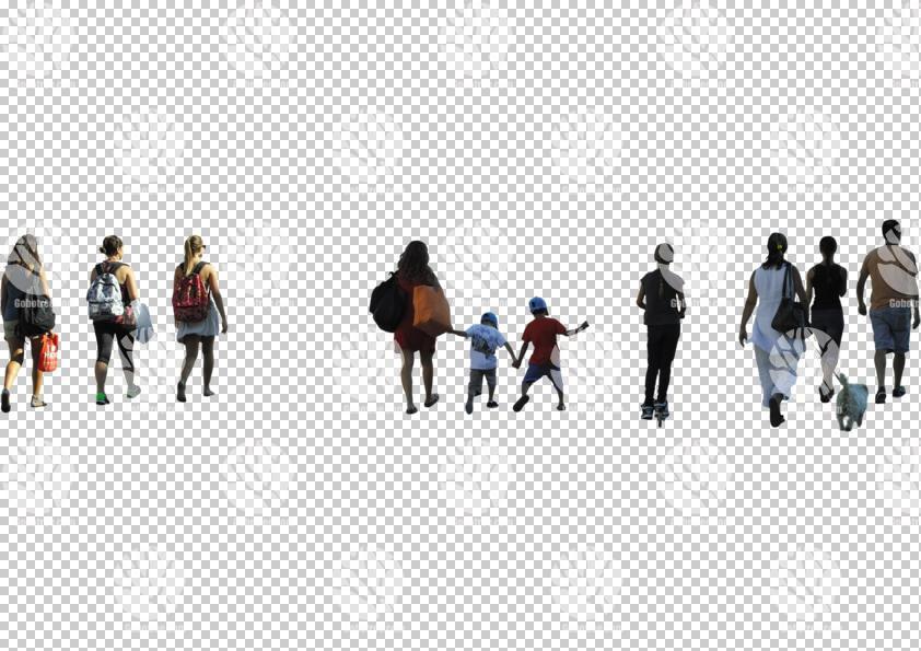 Gobotree - cut-out of Caucasian young group-of walking