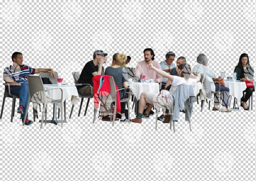Gobotree - cut-out of Caucasian adult group-of sitting eatdrink