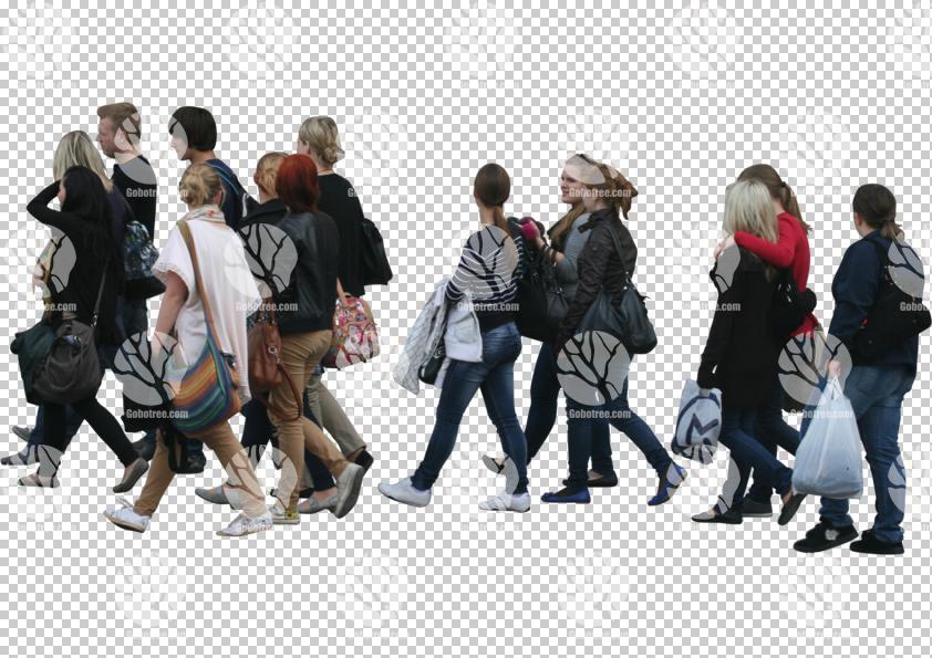 Gobotree - cut-out of Caucasian young group-of walking